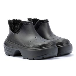 Crocs Stomp Gef&uuml;tterte Shorty Damen Schwarz Stiefel
