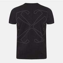Herren Off-White Stich Slim Fit Rundhals T-Shirt mit kurzen &Auml;rmeln in Schwarz-Wei&szlig;
