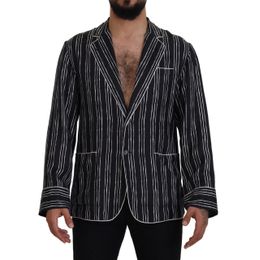 Dolce & Gabbana Dolce & Gabbana Blau Gestreiftes Seiden-Pyjama-Hemdjacke
