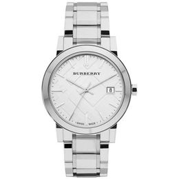 Burberry BU9000 Silbernes Zifferblatt Edelstahl Unisex Uhr