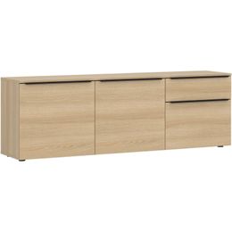 Sideboard Tom Tailor HOME, light oak, B:165cm H:56cm T:42cm, Holzwerkstoff, Melamin, Spanplatte, Sideboards, Sideboard, Lowboard, Breite 165 cm,3 T&uuml;ren,1 Schublade, viel Stauraum