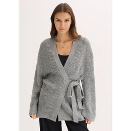 bonprix Oversize Wickelcardigan, grau, Gr.32/34 (XS), Glitzernder Cardigan zum Wickeln