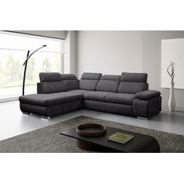 Ecksofa WERK2 "Alicante Cord, inkl. Bettfunktion & Bettkasten, Breite 280cm, L-Form", anthrazit, B:280cm H:86cm T:230cm, Sofas, Ecksofa