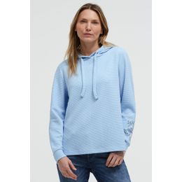 Kapuzensweatshirt SOCCX, Damen, Gr. L, blau heaven, Sweatware, Material: 58% Polyester, 35% Viskose, 7% Elasthan, bedruckt, regular fit normal, Rundhals, eingesetzt Rippb&uuml;ndchen, Sweatshirts, mit Seitenschlitze