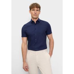 Businesshemd OLYMP "OLYMP Level Five 24/Seven, body fit, Modern Kent", Herren, Gr. 38, Normaler Arm, marine, 64% Baumwolle, 27% Polyester, 9% Elasthan, Hemden