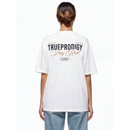 Oversize-Shirt Trueprodigy "Lou F Logo Print Oversized Rundhals", Damen, Gr. L, wei&szlig;, Obermaterial: 100% Baumwolle CO., Rundhals, Shirts
