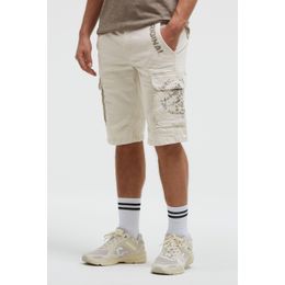 Shorts CAMP DAVID, Herren, Gr. L, Normalgr&ouml;&szlig;en, kitt, Twill, Material: 98% Baumwolle, 2% Elasthan, bedruckt, regular fit knielang, Hosen Shorts, mit Bindeband innen am Bund