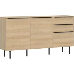 Kommode Tom Tailor HOME, light oak, B:165cm H:74cm T:42cm, Holzwerkstoff, Melamin, Spanplatte, Sideboards, Kommode, Lowboard, Breite 165 cm,3 T&uuml;ren,2 Schubladen, viel Stauraum