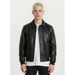 Lederjacke Trueprodigy "Ryder Oversizejacke mit aufgesetzte Taschen und Rippb&uuml;ndchen", Herren, Gr. L, schwarz, Obermaterial: 100% Schafsleder sheepskin., Jacken