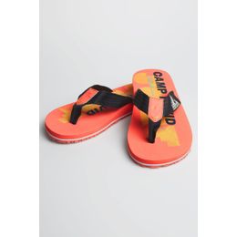 Zehentrenner CAMP DAVID, Herren, Gr. 45, orange, Leder, Textil, bedruckt, Schuhe Zehentrenner