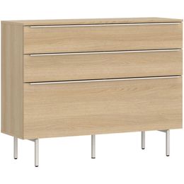 Kommode Tom Tailor HOME, light oak, B:110cm H:89cm T:42cm, Holzwerkstoff, Melamin, Spanplatte, Sideboards, Kommode, Lowboard, Breite 110 cm,1 Klappe,2 Schubladen, viel Stauraum