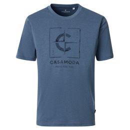 T-Shirt Casamoda "Casamoda T-Shirt Print", Damen, Gr. L, blau, 100% Baumwolle, Shirts T-Shirt