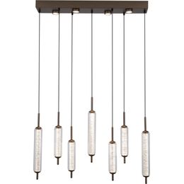 Searchlight LED Pendelleuchte "Cattail 7Lt LED-Pendelleuchte aus Latte-Metall mit klarem Glas", Energieeffizienz: G (A-G), latte, klar, H: 35cm, 1 Stk., Leuchten, LED Pendelleuchte