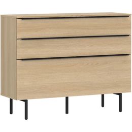 Kommode Tom Tailor HOME, light oak, B:110cm H:89cm T:42cm, Holzwerkstoff, Melamin, Spanplatte, Sideboards, Kommode, Lowboard, Breite 110 cm,1 Klappe,2 Schubladen, viel Stauraum