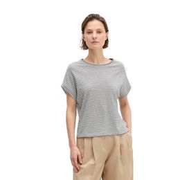 Marc O'Polo T-Shirt MARC O'POLO "aus Baumwoll-Single-Jersey", Damen, Gr. L, aqua, Obermaterial: 100% Baumwolle, gestreift, Basic, regular fit, U-Boot-Ausschnitt, normaler Saum, Shirts T-Shirt