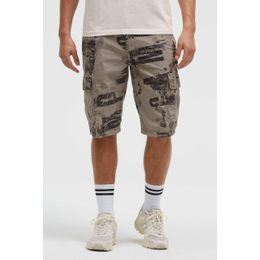 Shorts CAMP DAVID, Herren, Gr. L, Normalgr&ouml;&szlig;en, rock ridge, Rippware, Material: 100% Baumwolle, bedruckt, regular fit knielang, Hosen Shorts, mit All Over Print