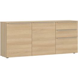 Kommode Tom Tailor HOME, light oak, B:165cm H:74cm T:42cm, Holzwerkstoff, Melamin, Spanplatte, Sideboards, Kommode, Lowboard, Breite 165 cm,3 T&uuml;ren,2 Schubladen, viel Stauraum