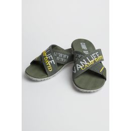Pantolette CAMP DAVID, Herren, Gr. 43, dusty gr&uuml;n, Leder, Textil, bedruckt, Schuhe Pantolette