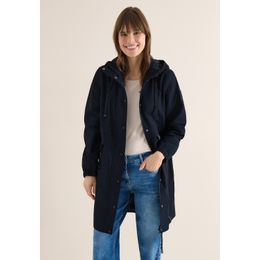 Kurzmantel Cecil, Damen, Gr. L (42), blau navy, Web, Obermaterial: 57% Polyester, 43% Baumwolle; Futter: 100% Polyester, unifarben, comfort fit normal, ohne Ausschnitt, elastischer Bund, M&auml;ntel Kurzmantel, mit Kapuze