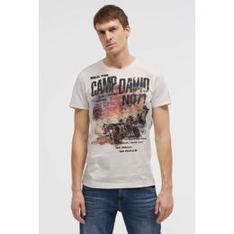 Rundhalsshirt CAMP DAVID, Damen, Gr. 4XL, wei&szlig;, Web, Material: 100% Baumwolle, bedruckt, regular fit normal, Rundhals, eingesetzt gerader Abschluss, Shirts Rundhalsshirt, aus Baumwolle