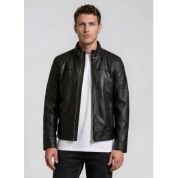 Lederjacke Trueprodigy "Jarno Diverse Rei&szlig;verschl&uuml;sse und Stehkragen", Herren, Gr. M, schwarz, Obermaterial: 100% Schafsleder sheepskin., regular fit, Jacken