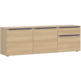 Sideboard Tom Tailor HOME, light oak, B:165cm H:56cm T:42cm, Holzwerkstoff, Melamin, Spanplatte, Sideboards, Sideboard, Lowboard, Breite 165 cm,3 T&uuml;ren,1 Schublade, viel Stauraum
