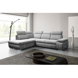 Ecksofa WERK2 "Alicante Cord, inkl. Bettfunktion & Bettkasten, Breite 280cm, L-Form", grau, B:280cm H:86cm T:230cm, Sofas, Ecksofa