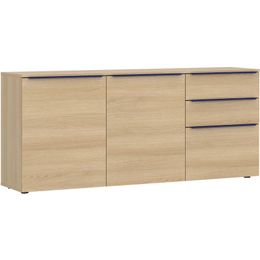 Kommode Tom Tailor HOME, light oak, B:165cm H:74cm T:42cm, Holzwerkstoff, Melamin, Spanplatte, Sideboards, Kommode, Lowboard, Breite 165 cm,3 T&uuml;ren,2 Schubladen, viel Stauraum