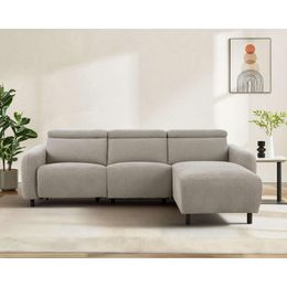Ecksofa OTTO HOME "SKAANE Struktur, L-Form, 274 cm, manuelle/elektrische Relaxfunktion", creme, B:274cm H:100cm T:181cm, 100% Polyester, Sofas, Ecksofa, 274 cm, mit Kopfteilverstellung und man. oder elektr. Relaxfunktion