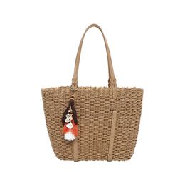 Shopper SURI FREY "Shopper SFY Nandy", Damen, Gr. B/H/T: 39cm x 28cm x 16cm 0, grau (taupe 900), Papierstroh, Taschen Shopper