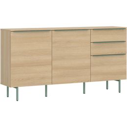 Kommode Tom Tailor HOME, light oak, B:165cm H:74cm T:42cm, Holzwerkstoff, Melamin, Spanplatte, Sideboards, Kommode, Lowboard, Breite 165 cm,3 T&uuml;ren,2 Schubladen, viel Stauraum