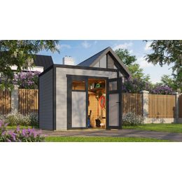 Gartenhaus Weka "BATU 2, 28 mm, Flachdach", grau (hellgrau), ohne Fu&szlig;boden, ohne Dacheindeckung, Massivholz, Gartenh&auml;user, Gartenhaus, 28 mm starke Blockbohlen, in verschiedenen Farben