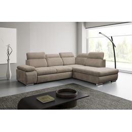 Ecksofa WERK2 "Alicante Cord, inkl. Bettfunktion & Bettkasten, Breite 280cm, L-Form", natur, B:280cm H:86cm T:230cm, Sofas, Ecksofa