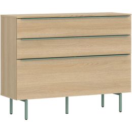 Kommode Tom Tailor HOME, light oak, B:110cm H:89cm T:42cm, Holzwerkstoff, Melamin, Spanplatte, Sideboards, Kommode, Lowboard, Breite 110 cm,1 Klappe,2 Schubladen, viel Stauraum