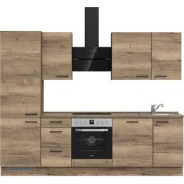 K&uuml;chenzeile Nobilia "Structura II", NEU: individuell anpassbar mit gratis Profi-Beratung", braun (k&uuml;che: braun, korpus: eiche havanna nachbildung, arbeitsplatte: eiche havanna nachbildung), B:270,3cm H:216,6cm T:60cm, Komplettk&uuml;chen-Sets, K&uuml;chenzeile, vormontiert, Breite 270 cm, Ausrichtung w&auml;hlbar, wahlw. mit E-Ger&auml;ten