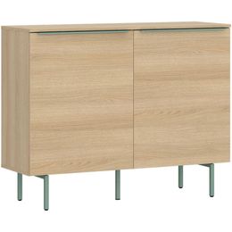 Kommode Tom Tailor HOME, light oak, B:110cm H:89cm T:42cm, Holzwerkstoff, Melamin, Spanplatte, Sideboards, Kommode, Sideboard mit 2 T&uuml;ren, Softclose,viel Stauraum mit Farbkick