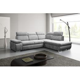 Ecksofa WERK2 "Alicante Cord, inkl. Bettfunktion & Bettkasten, Breite 280cm, L-Form", grau, B:280cm H:86cm T:230cm, Sofas, Ecksofa