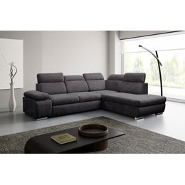 Ecksofa WERK2 "Alicante Cord, inkl. Bettfunktion & Bettkasten, Breite 280cm, L-Form", anthrazit, B:280cm H:86cm T:230cm, Sofas, Ecksofa