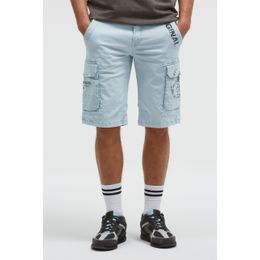 Shorts CAMP DAVID, Herren, Gr. L, Normalgr&ouml;&szlig;en, silber blau, Twill, Material: 98% Baumwolle, 2% Elasthan, bedruckt, regular fit knielang, Hosen Shorts, mit Bindeband innen am Bund