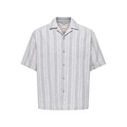 Only & Sons Kurzarmhemd ONLY & SONS "ONSWALKER RLX RESORT SS 035 SHIRT", Herren, Gr. L, N-Gr, sedona sage, Web, Obermaterial: 52% Baumwolle, 48% Polyester, gestreift, relaxed fit normal, Hemden