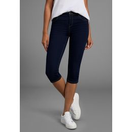 Caprijeans Arizona "Ultra-Stretch", Damen, Gr. 42, N-Gr, blau (rinsed), Denim/Jeans, Obermaterial: 74% Baumwolle, 24% Polyester, 2% Elasthan, Basic, skinny fit 3/4-L&auml;nge, Jeans, extra-enger Schnitt, modischer Beinabschluss mit Schlitz