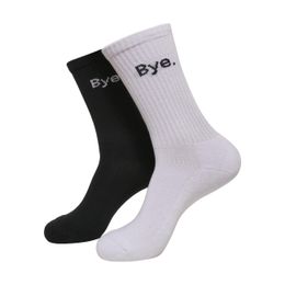 Str&uuml;mpfe MisterTee "MisterTee Unisex HI - Bye Socks short 2-Pack", Herren, Gr. 47-50, schwarz, wei&szlig;, Baumwolle, Elasthan, Polyester, normal, Socken Str&uuml;mpfe