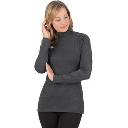 Rollkragenshirt TRIGEMA "TRIGEMA Rollkragenshirt", Damen, Gr. XXL, grau (anthrazit, melange), Feinstrick, 95% Baumwolle, 5% Elastan, Basic, normal, ohne Ausschnitt, Shirts