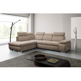 Ecksofa WERK2 "Alicante Cord, inkl. Bettfunktion & Bettkasten, Breite 280cm, L-Form", natur, B:280cm H:86cm T:230cm, Sofas, Ecksofa