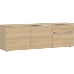 Sideboard Tom Tailor HOME, light oak, B:165cm H:56cm T:42cm, Holzwerkstoff, Melamin, Spanplatte, Sideboards, Sideboard, Lowboard, Breite 165 cm,3 T&uuml;ren,1 Schublade, viel Stauraum