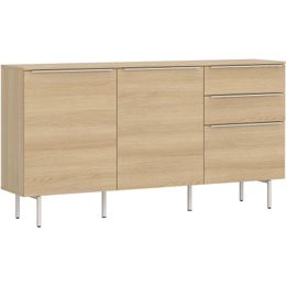Kommode Tom Tailor HOME, light oak, B:165cm H:74cm T:42cm, Holzwerkstoff, Melamin, Spanplatte, Sideboards, Kommode, Lowboard, Breite 165 cm,3 T&uuml;ren,2 Schubladen, viel Stauraum