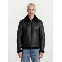 Lederjacke Trueprodigy "Keno Oversize Lederjacke mit Pelzbesatz", Herren, Gr. XXL, schwarz, Obermaterial: 100% Schafsleder sheepskin., Jacken