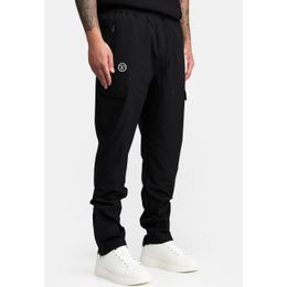 Jogginghose Trueprodigy "Jonny Cargotaschen diverse Badges", Herren, Gr. M, N-Gr, schwarz, Obermaterial: 92% Polyester PES. 8% Elasthan EL., regular fit, Hosen Jogginghose