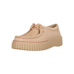 Schn&uuml;rschuh Clarks "Torhill Bee", Damen, Gr. 36, beige, Leder, Schuhe Schn&uuml;rschuh, mit markanter Ripp-Sohle