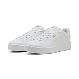 Sneaker Puma "Court Classico Sneakers Erwachsene", Damen, Gr. 40.5, wei&szlig; (wei&szlig; gold), Obermaterial: Synthetik, Textil. Futter: Textil. Innensohle: Textil. Laufsohle: Gummi, Schuhe Sneaker